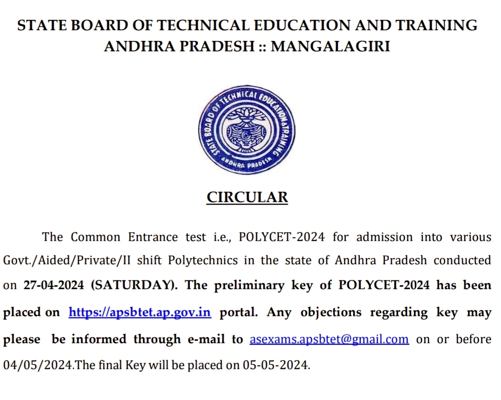 POLYCET KEY PDF 2024